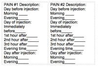 Pain Diary Instructions for Spinal Injections | Spine Surgeon